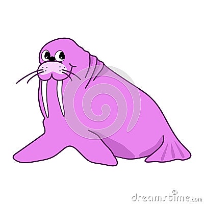 Vector Illustration Of Cartoon Pink Walrus | CartoonDealer.com #75200188