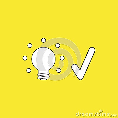 Vector Illustration Concept Of Glowing Light Bulb With Check Mark ...