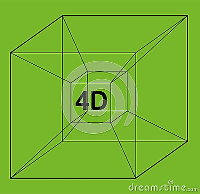 Vector Drawing Square Cube Box 4D Fourth Dimension Concept ...