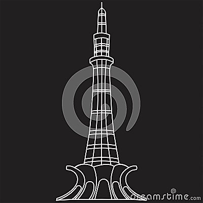 Vector Illustration Design Of The Minar E Pakistan Tower Located In ...