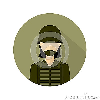 Vector Illustration Of The Female Soldier Avatar Icon | CartoonDealer ...
