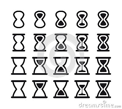 Vector Hourglass Sprites Illustration For Animation Frames. Black Sand ...