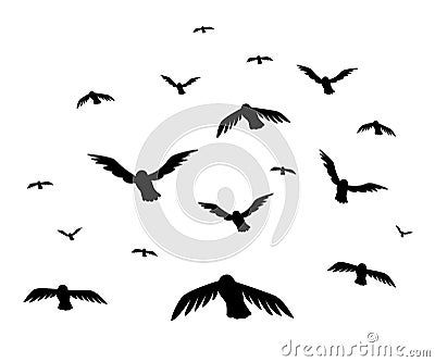 Vector Illustration A Flock Of Flying Birds. Starlings | CartoonDealer ...