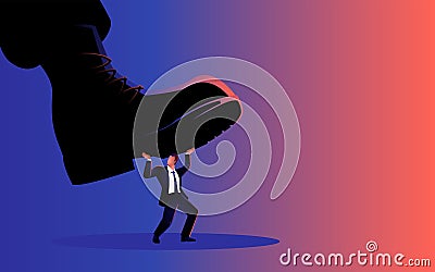 Giant Army Boot Trampling On A Man Vector Illustration | CartoonDealer ...