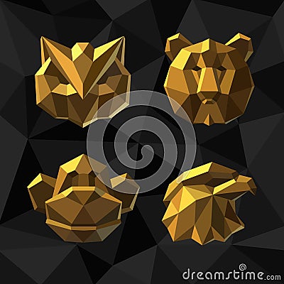 Vector Illustration Golden Animals Polygon Style. | CartoonDealer.com ...