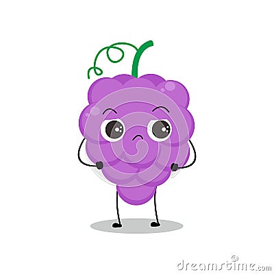 Vector Illustration Of Grape Character With Cute Expression, Upset ...