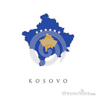 Vector Illustration With Kosovo National Flag With Shape Of This Map ...