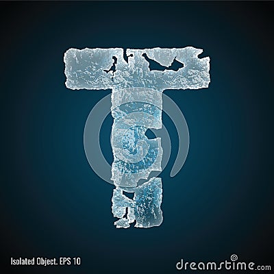 Ice Font Of Letter T Cartoon Vector | CartoonDealer.com #125293893