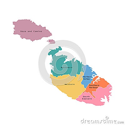 Vector Illustration Of Malta Districts Map. Vector Map. | CartoonDealer ...
