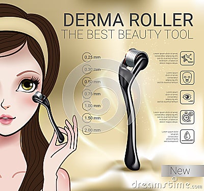 Vector Illustration With Manga Style Girl And Derma Roller ...