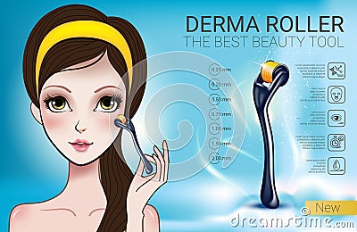 Vector Illustration With Manga Style Girl And Derma Roller ...