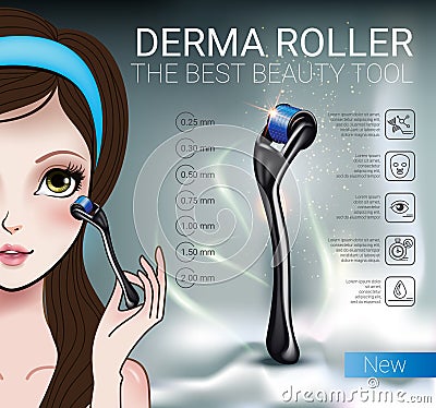 Vector Illustration With Manga Style Girl And Derma Roller ...