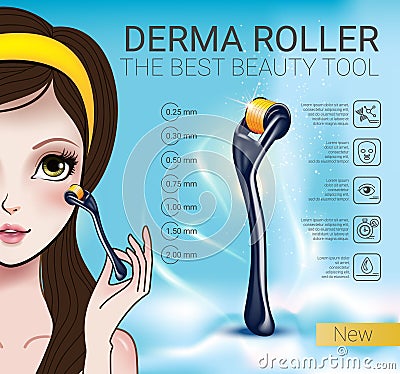 Vector Illustration With Manga Style Girl And Derma Roller ...