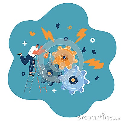 Vector Illustration Of Mechanic Fixing Mechanism | CartoonDealer.com ...