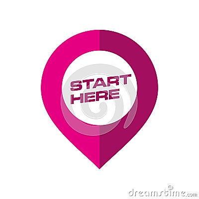 Vector Illustration Modern Flat Start Here Map Pointer Icon ...