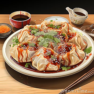 Vector Illustration Of Plate Of Momos | CartoonDealer.com #288781249