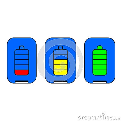 Vector Illustration Of A Power Bank Type Level With A Depleted, Half ...