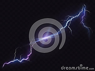 Vector Illustration Of A Realistic Style Of Bright Glowing Lightning ...