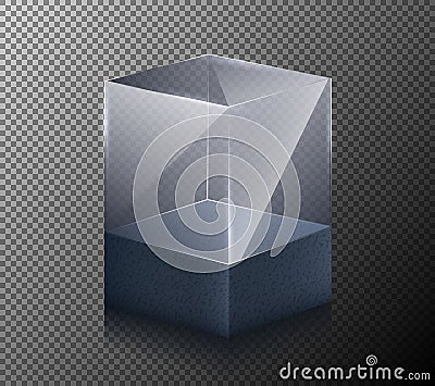 Vector Illustration Of A Realistic, Transparent, Glass Cube Isolated On ...