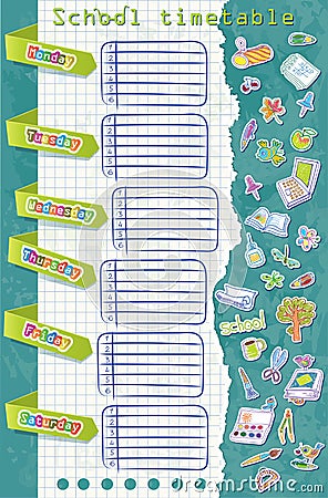 Vector Illustration. School Timetable. Table With | CartoonDealer.com ...