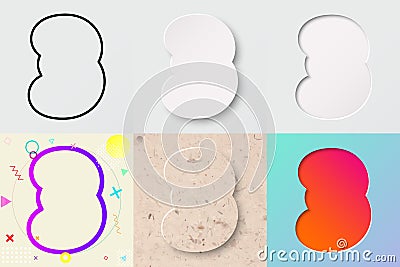 Vector Illustration Set Of Cute Bold Rounded Number Three Lettering ...