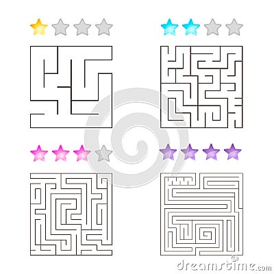 Vector Illustration Of Set Of 4 Square Mazes For Kids | CartoonDealer ...