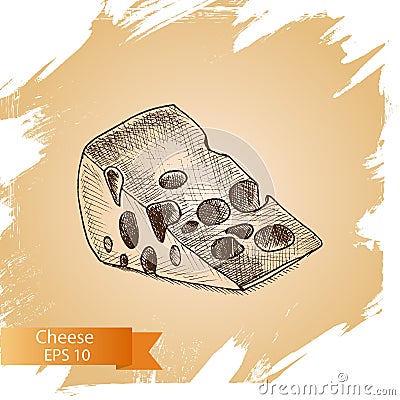 Vector Illustration Sketch - Cheese. Provolone, Cheddar, Edam ...