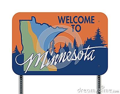 Welcome To Minnesota Road Sign Cartoon Vector | CartoonDealer.com ...