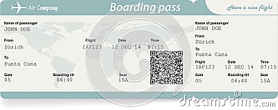 Vector Image Of Airline Boarding Pass Ticket With Stock Vector - Image ...