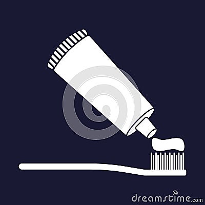 Vector Image Of Toothbrush And Open Toothpaste. Vector White Icon On ...