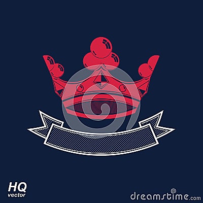 Vector Imperial Crown With Undulate Ribbon. Classic Coronet With ...