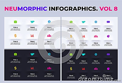 Neumorphic Vector Infographic. Presentation Slide Template. 6, 8 Steps ...