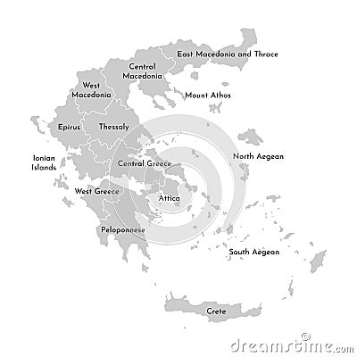 Vector Isolated Illustration Of Simplified Administrative Map Of Greece ...