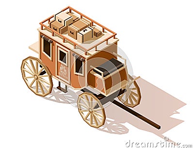 Vector Isometric Low Poly Stagecoach Icon | CartoonDealer.com #84171899