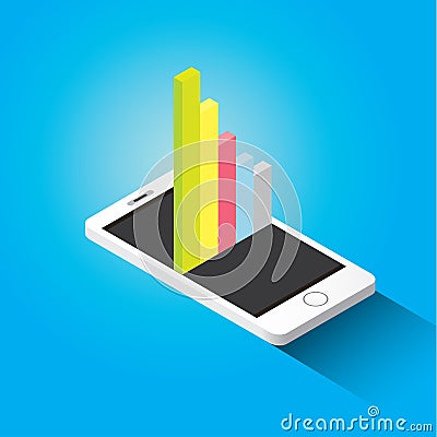 Vector Isometric Smartphone With Graph And Charts | CartoonDealer.com #87725518
