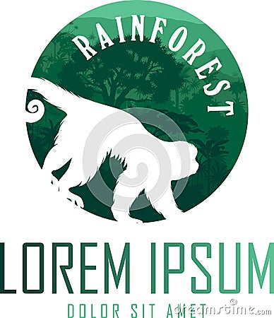 Vector Jungle Rainforest Emblem With Ape Monkey Capuchin ...