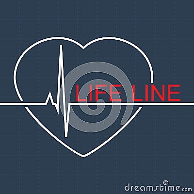 Vector Life Line And Pulse In Heart | CartoonDealer.com #49789881