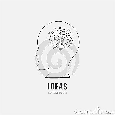 Vector Line Illustration. The Human And Ideas. Isolated On Gray ...
