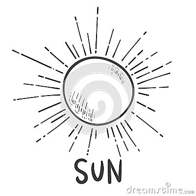 Vector Line Sun Icon Brightness, Intensity Setting. Hand Drawing ...
