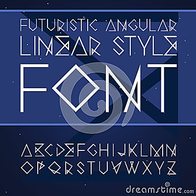 Vector Linear Font - Futuristic Angular Font In Line Style ...