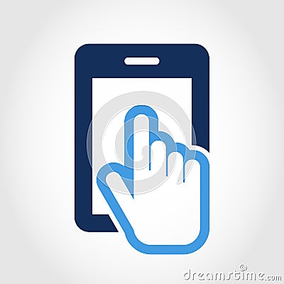Vector Logo Design Template. Touch Screen Smartphone Icon. Hand ...