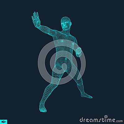 Vector Man With Hand Up To Stop. Human Showing Stop Gesture. 3D Model ...