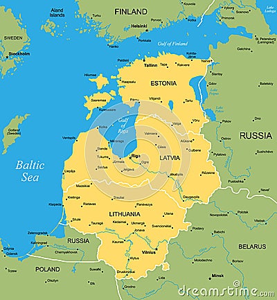 Vector Map Of Baltic Stock Photo - Image: 12086730