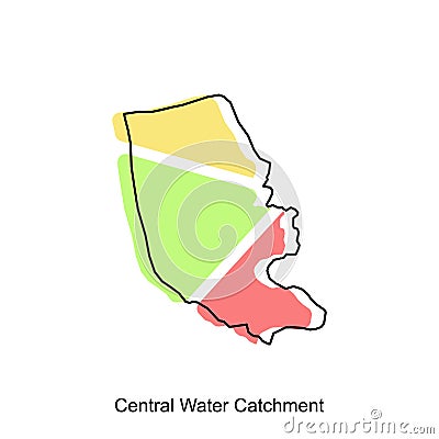 Vector Map Of Central Water Catchment Colorful Illustration Template ...