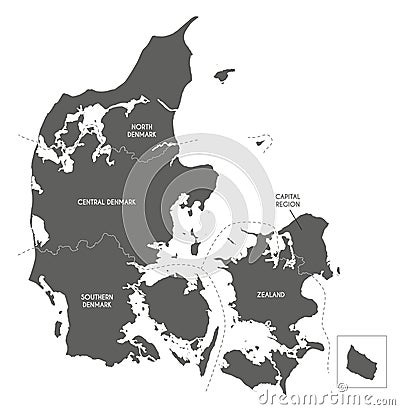Vector Map Of Denmark With Regions Or Territories And Administrative ...