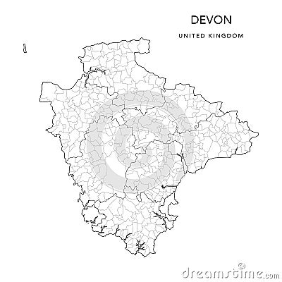 Administrative Map Of Devon As Of 2022 - Vector Illustration ...