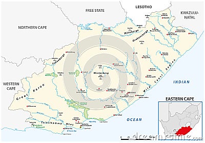 Vector Map Of Eastern Cape Map, South Africa | CartoonDealer.com #289667024