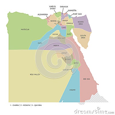 Vector Map Of Egypt With Governorates Or Provinces And Administrative ...