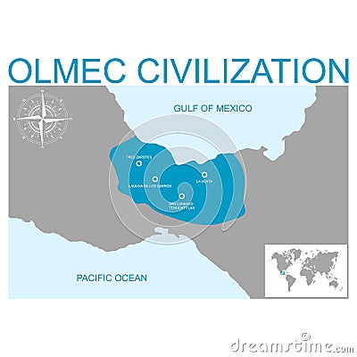 Vector Map With Heartland Of Olmec Civilization | CartoonDealer.com ...