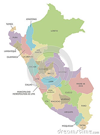 Vector Map Of Peru With Departments, Provinces And Administrative ...